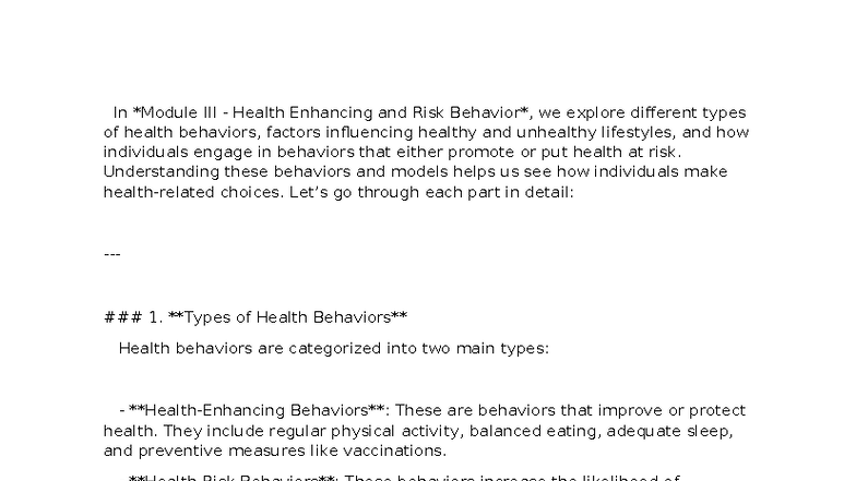 Module 3 - Amity notes - In Module III - Health Enhancing and Risk ...