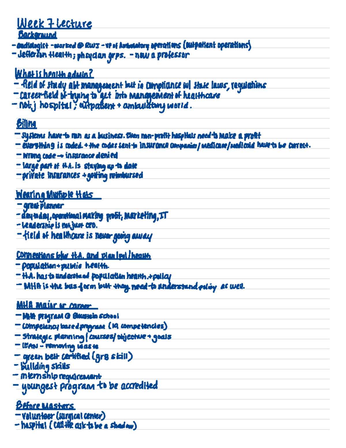 MHA 101 Week 7 Lecture: Planning in Healthcare Management - Studocu