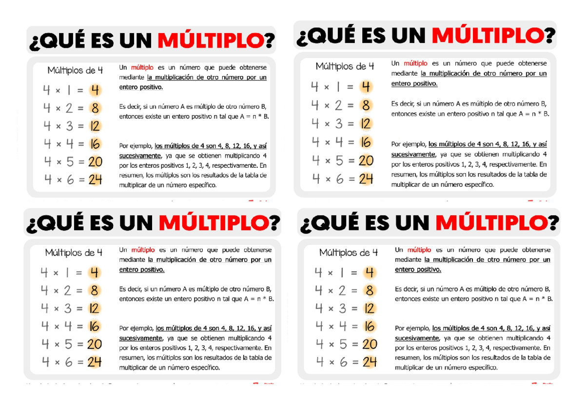 ES UN MÚLTIPLO? Múltiplos de 4 - RESUMEN EJERCICIOS EXAMEN - Studocu
