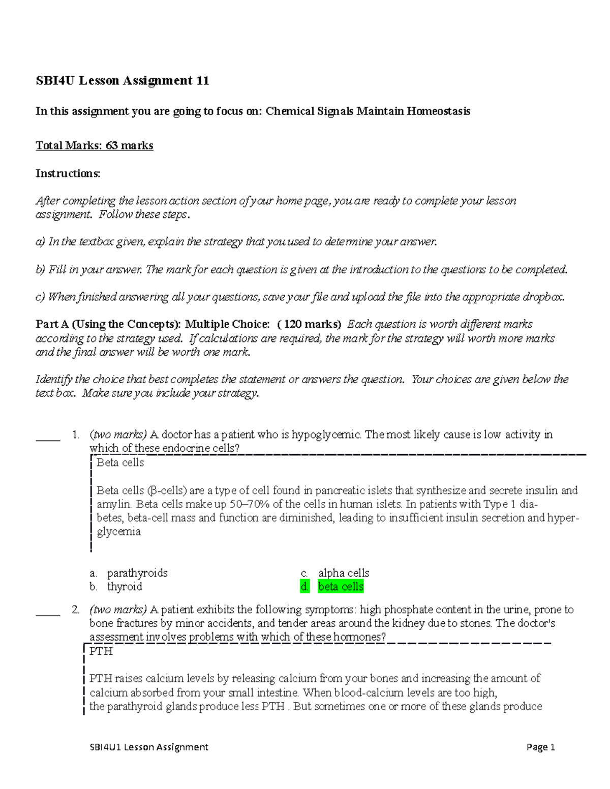 SBI4U Lesson Assignment 11 (docx) - SBI4U Lesson Assignment 11 In this ...