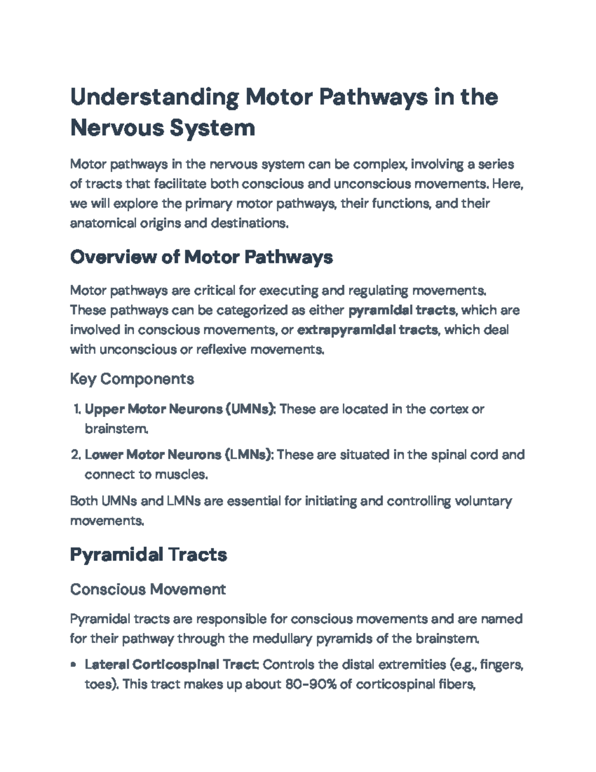 Understanding Motor Pathways in the Nervous System - Overview and ...