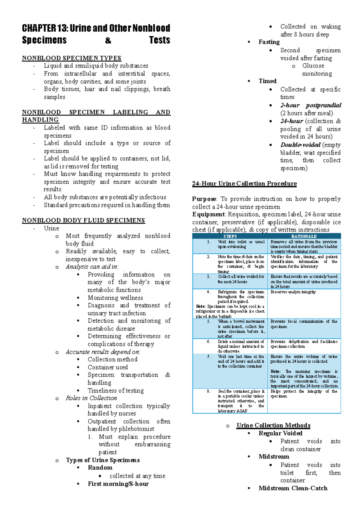 [LAB] Chapter 13: Analysis of Urine & Nonblood Specimens - Studocu