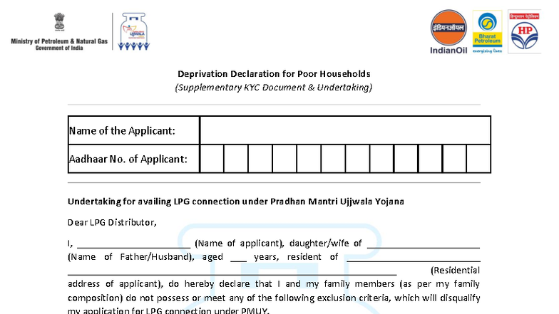 Deprivation Declaration for Poor Households (KYC for PMUY) - Studocu