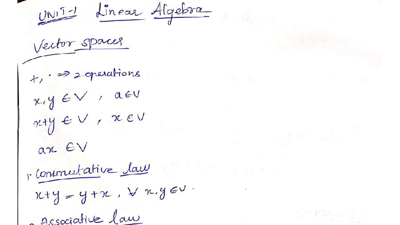 MA25C07 Advanced Mathematical Methods: Vector Spaces and Operations - Studocu