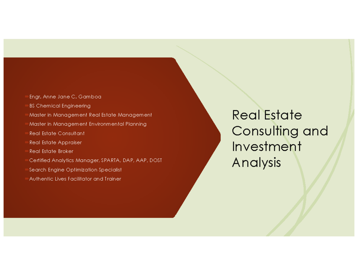 Real Estate Consulting Insights: SPARTA, DAP, AAP, DOST - Studocu