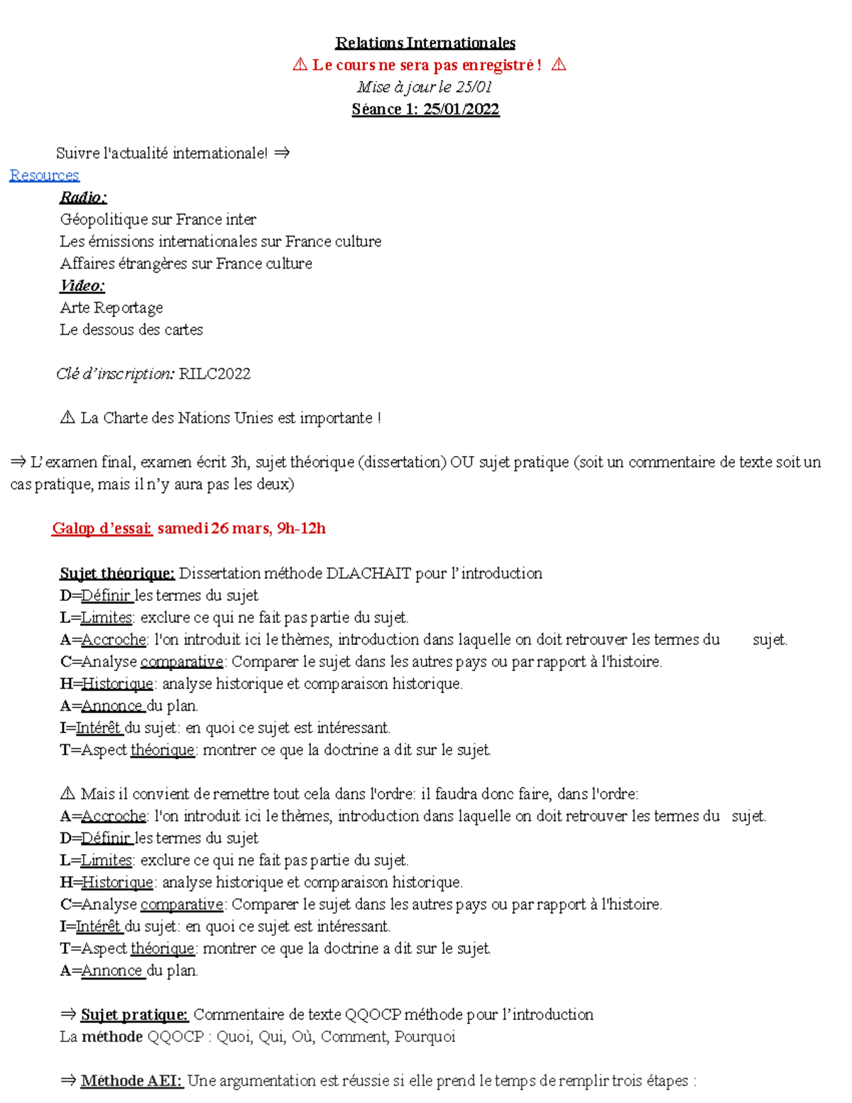 CM RI - CM1 - Notes de Cours sur les Relations Internationales - Studocu