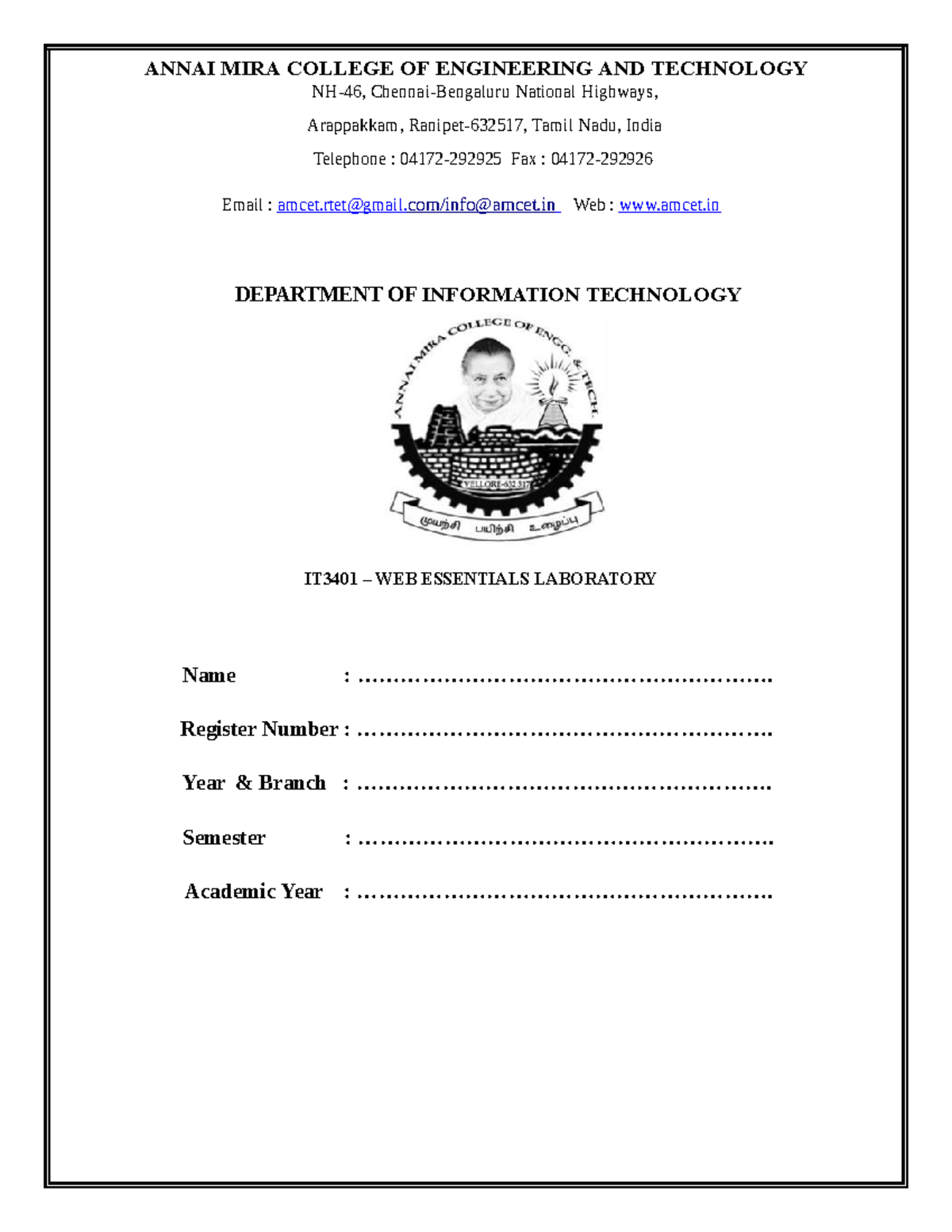IT3401 Web Essentials Laboratory Manual for B.Tech IT Students - Studocu