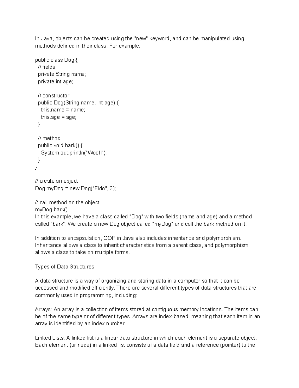 CMSC132 PDF2 - Google Docs - In Java, objects can be created using the ...