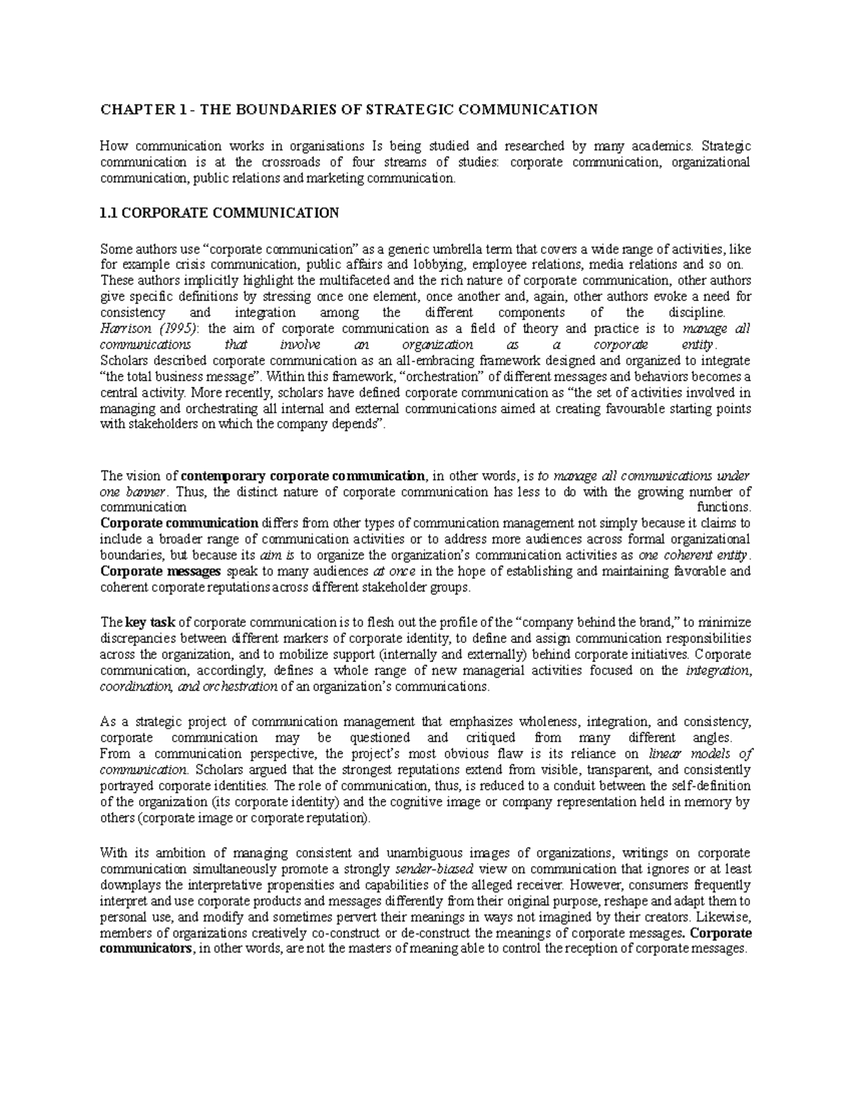 Fundamentals of Strategic Communication: All Chapters Overview - Studocu