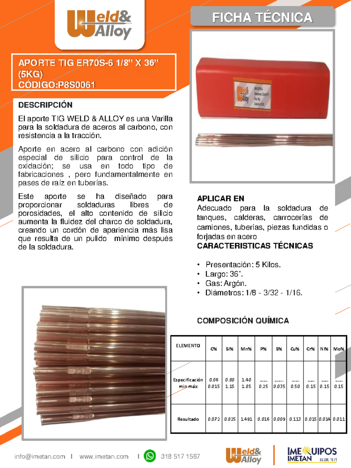FICHA TÉCNICA APORTE TIG X (5KG) CÓDIGO:P8S0061 - Studocu