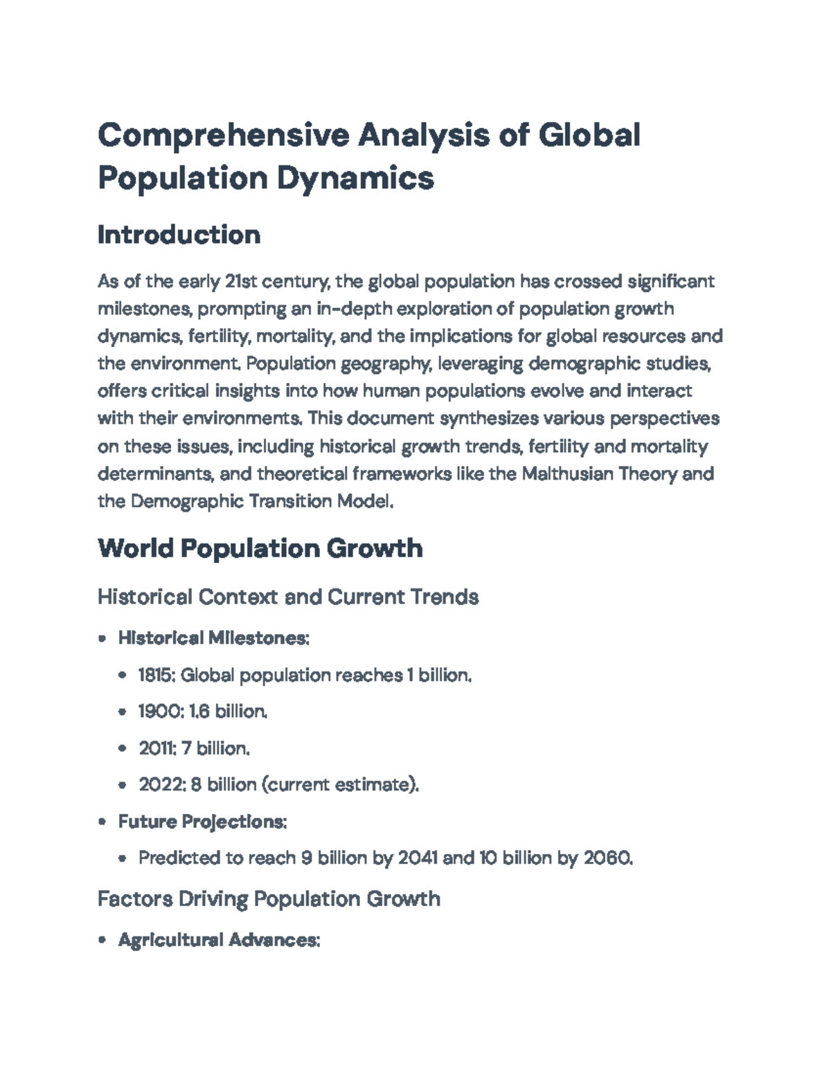 Global Population Dynamics: Trends, Theories, and Implications ...