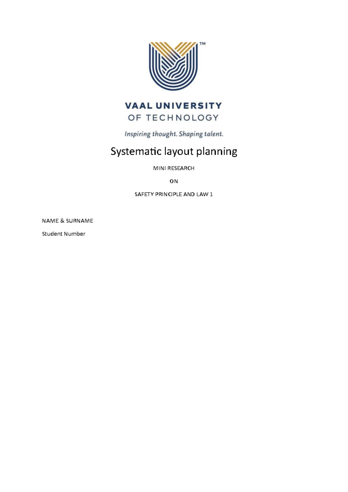 Systematic Layout Planning: Mini Research on Safety Principles and Laws ...
