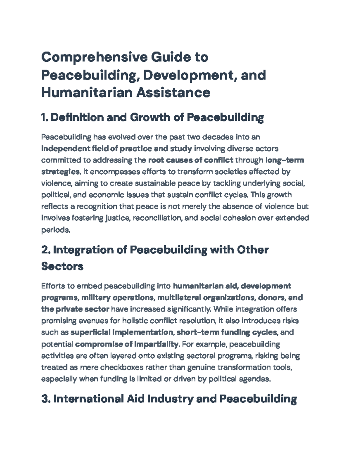 Comprehensive Guide to Peacebuilding, Development & Humanitarian Aid ...