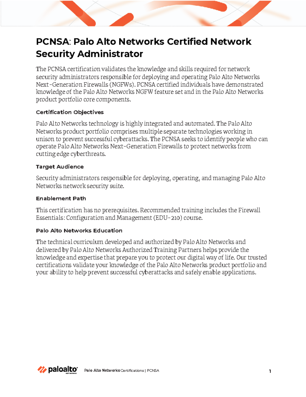 PCNSA Certification Overview: Network Security Essentials - Studocu