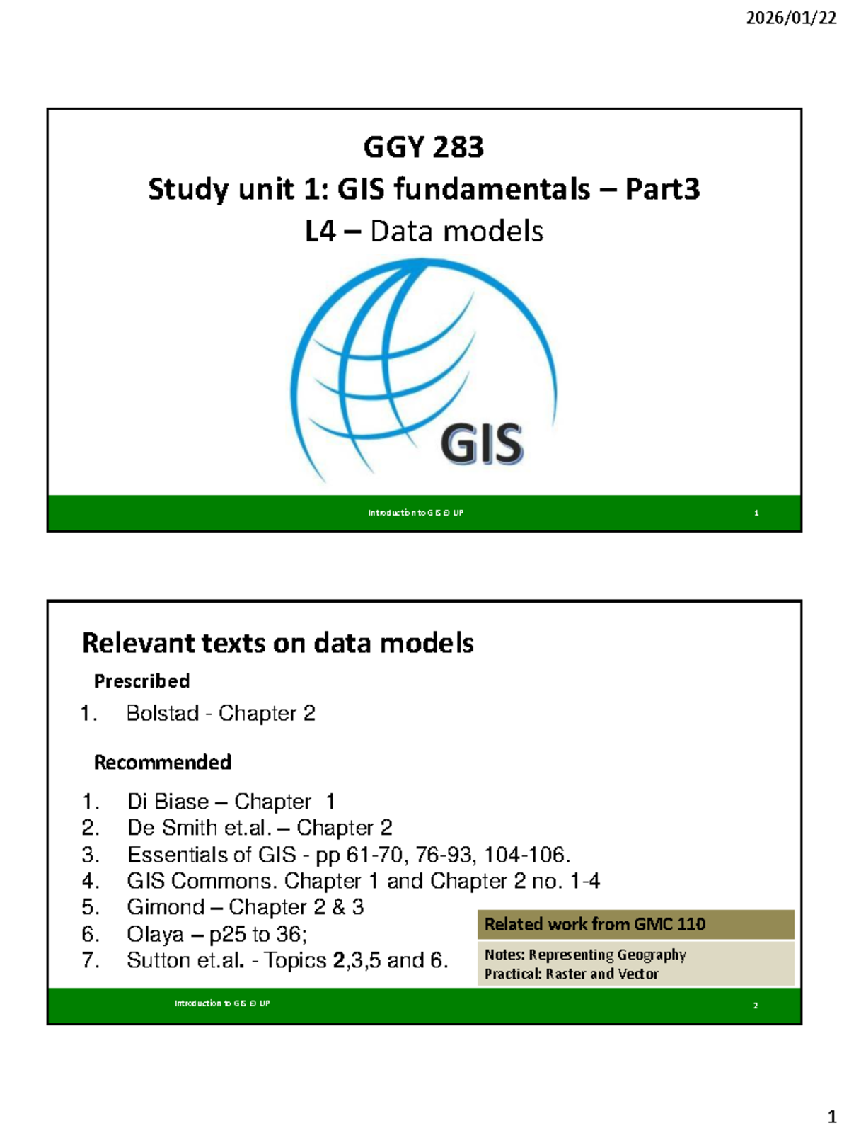 2026 GGY 283 GIS Fundamentals: Data Models Overview and Concepts - Studocu