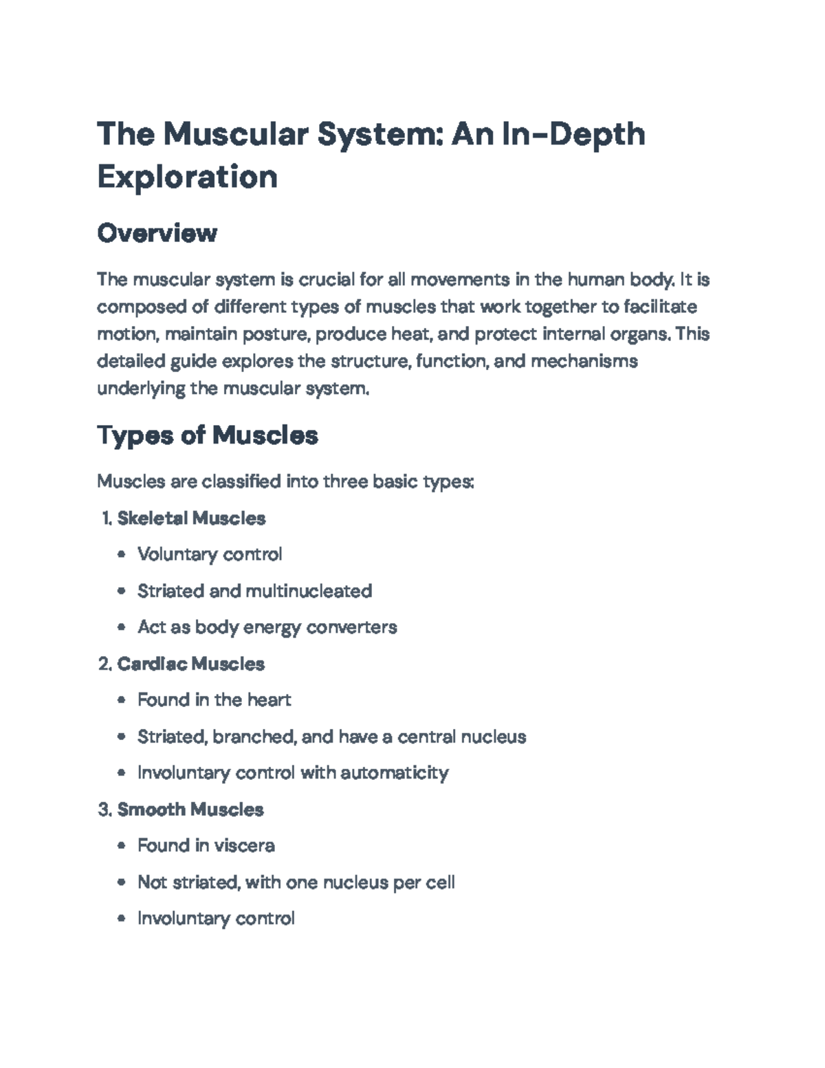 Understanding the Muscular System: Structure, Function, and Mechanisms - The Muscular System: An ...