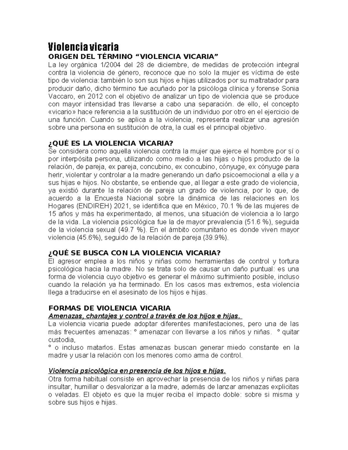 Violencia Vicaria: Análisis y Contexto Legal (2026) - Studocu