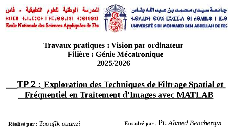TP2 : Exploration des Techniques de Filtrage Spatial et Fréquentiel en ...