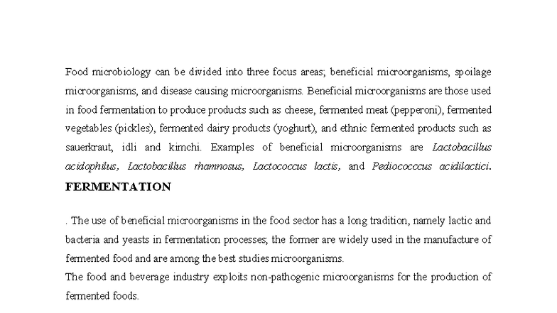 Unit 1: Food Fermentation - Microbial Processes and Products - Studocu