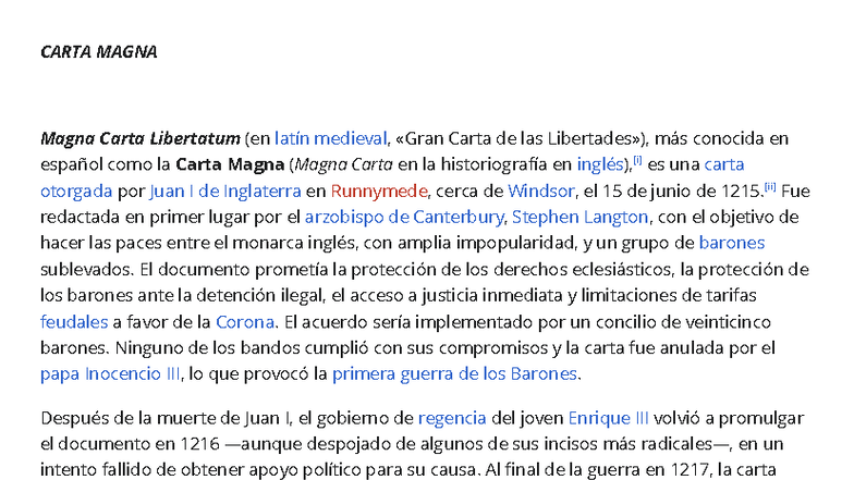 CARTA MAGNA: Historia y Significado de la Libertad (HIST 101) - Studocu