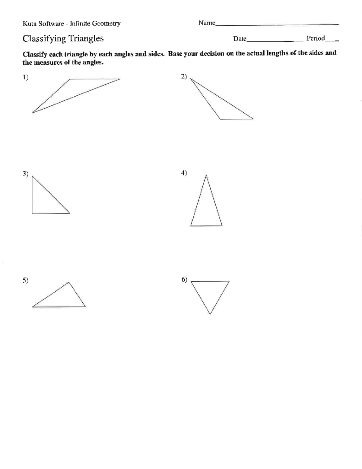 Classifying+Triangles - Base your decision on the actual lengths of the ...