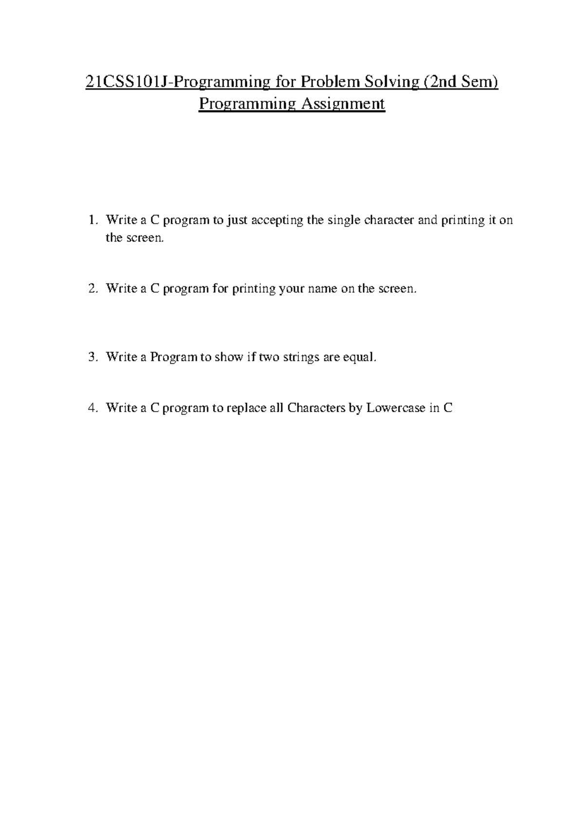 21CSS101J - PPS - Programming For Problem Solving - 21CSS101J ...