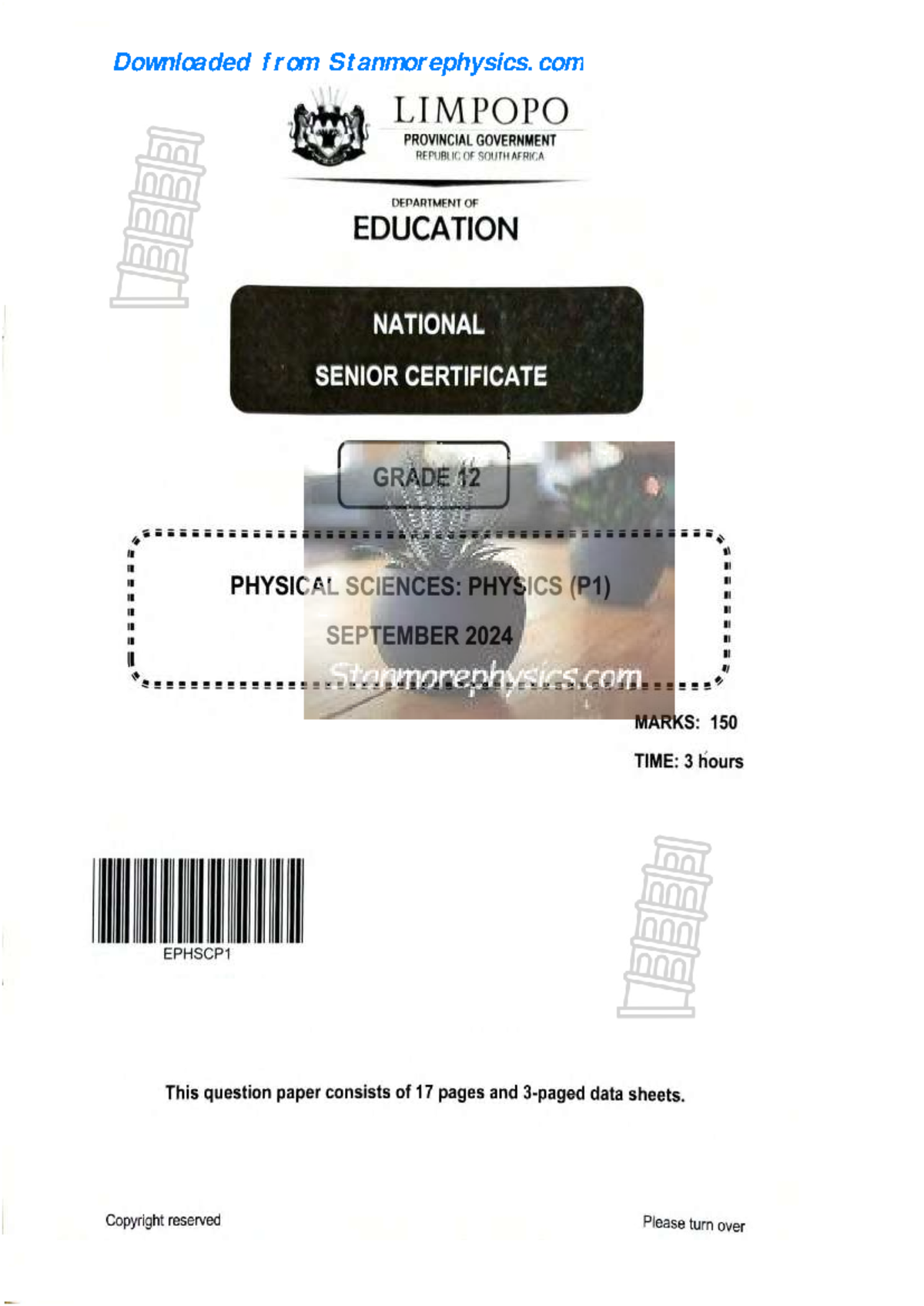 LP Physical Sciences Grade 12 September 2024 P1 Marking Guidelines - Studocu
