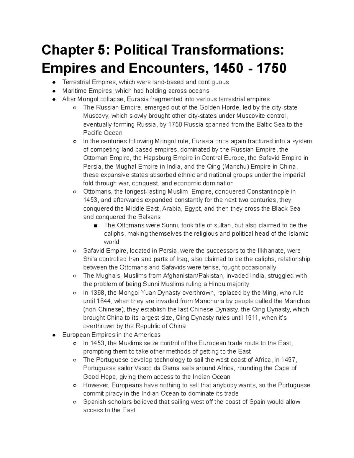 AP World History Chapter 5-6 Notes: Empires and Economic ...