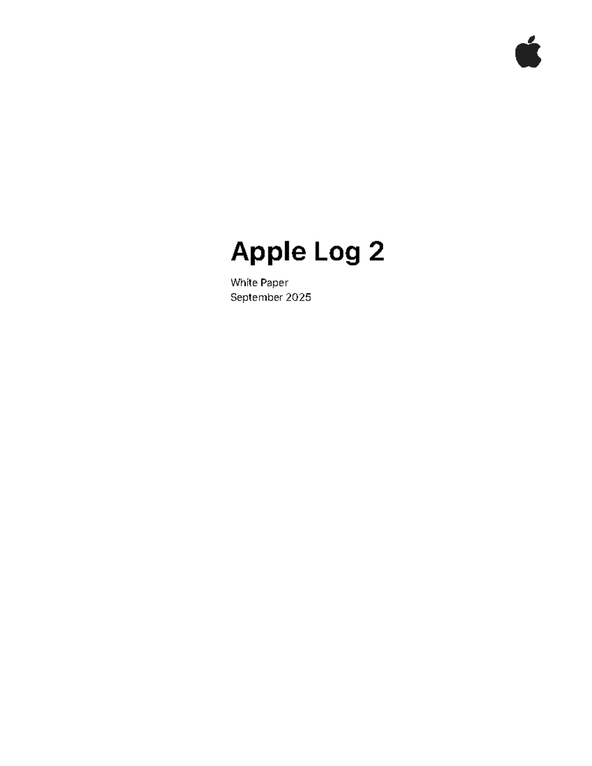 Apple Log 2 White Paper (Sept 2025): Transfer & Encoding Functions ...