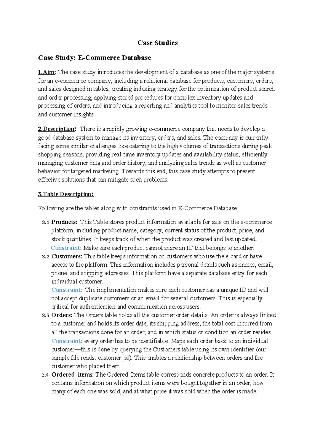 Case Study: Database Development for Inventory & Sales Management - Studocu