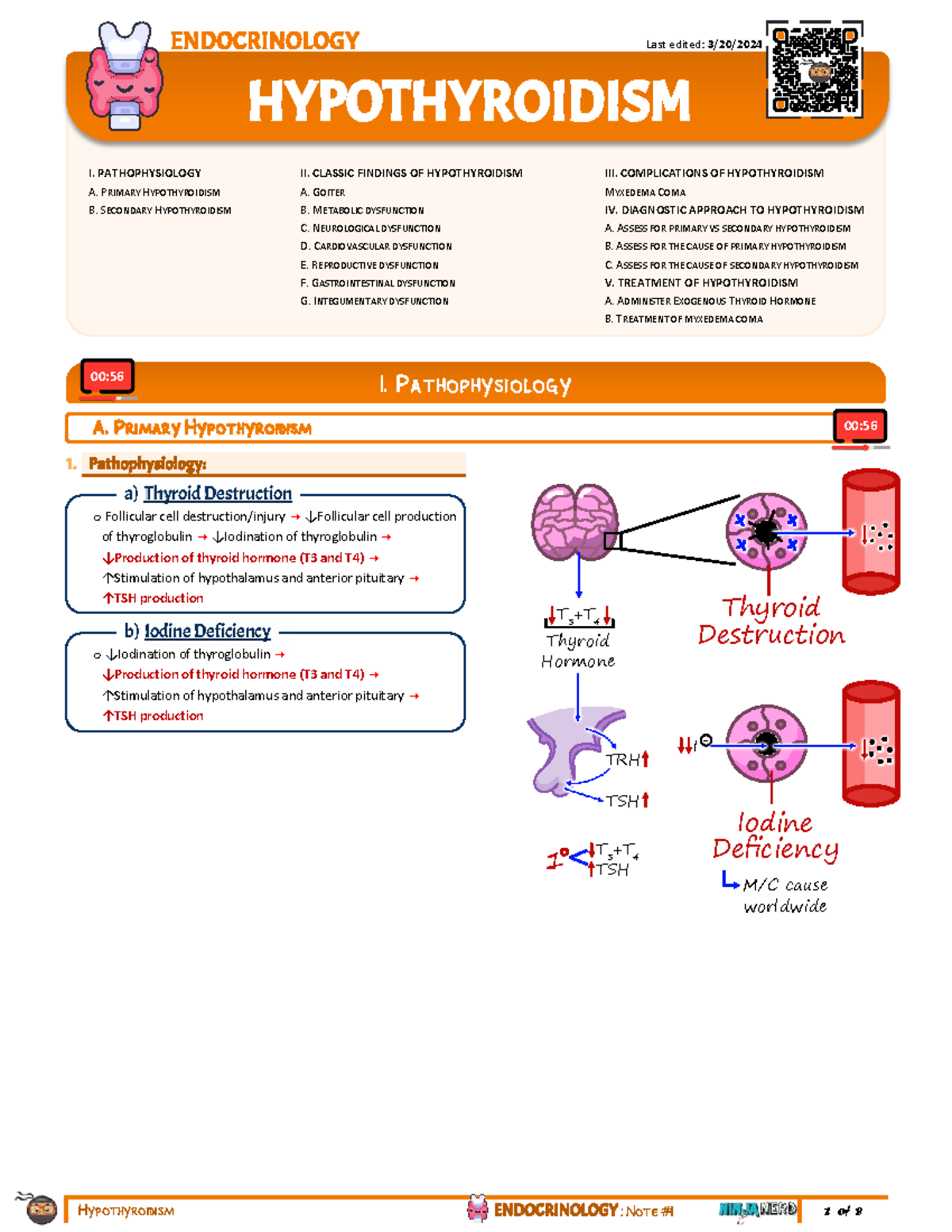 ENDOCRINOLOGY 1: Hypothyroidism Lecture Notes and Pathophysiology - Studocu