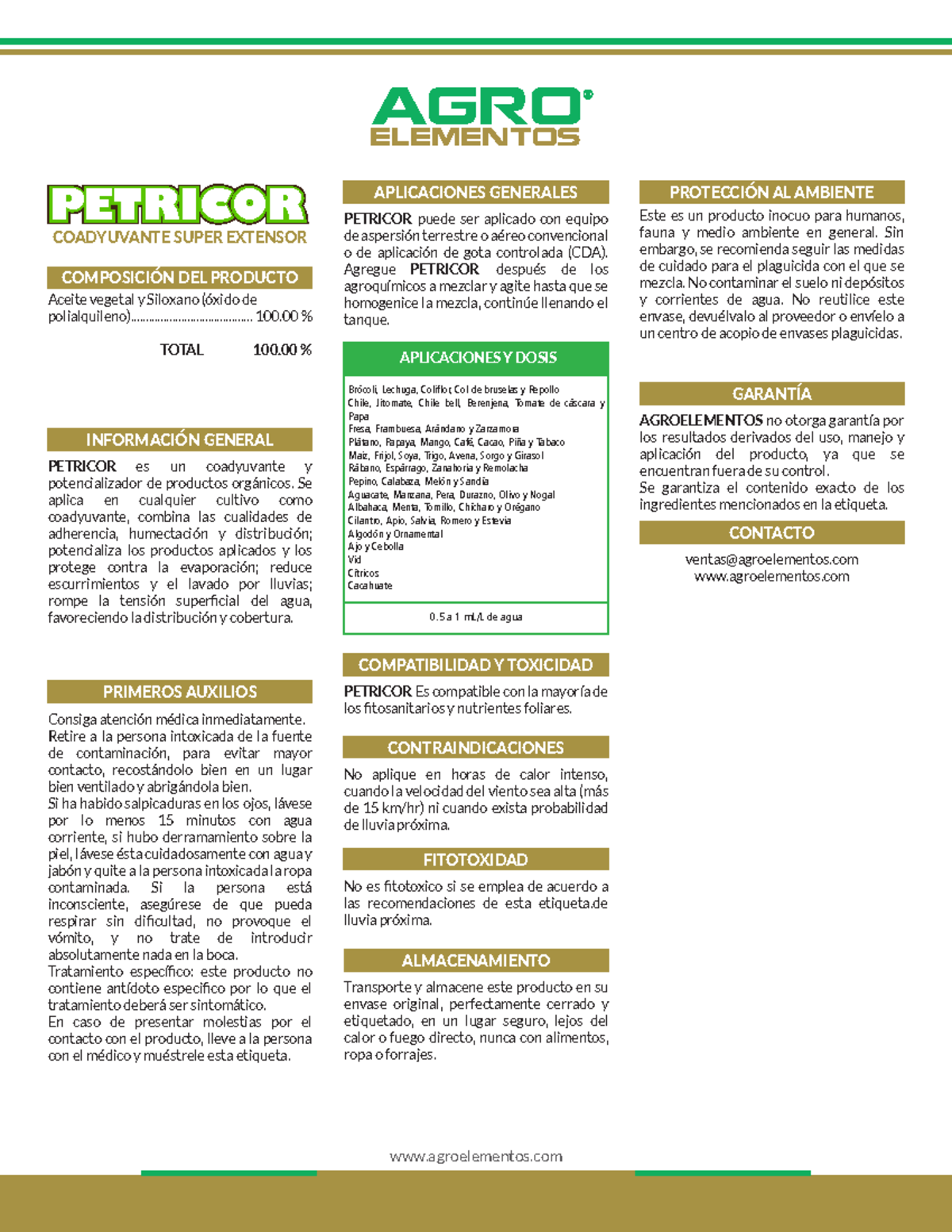 Ficha Técnica de PETRICOR - Coadyuvante en Cultivos - Studocu