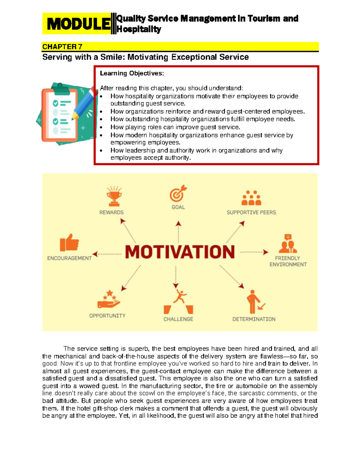Chapter 7: Serving with a Smile - Motivating Exceptional Service in ...
