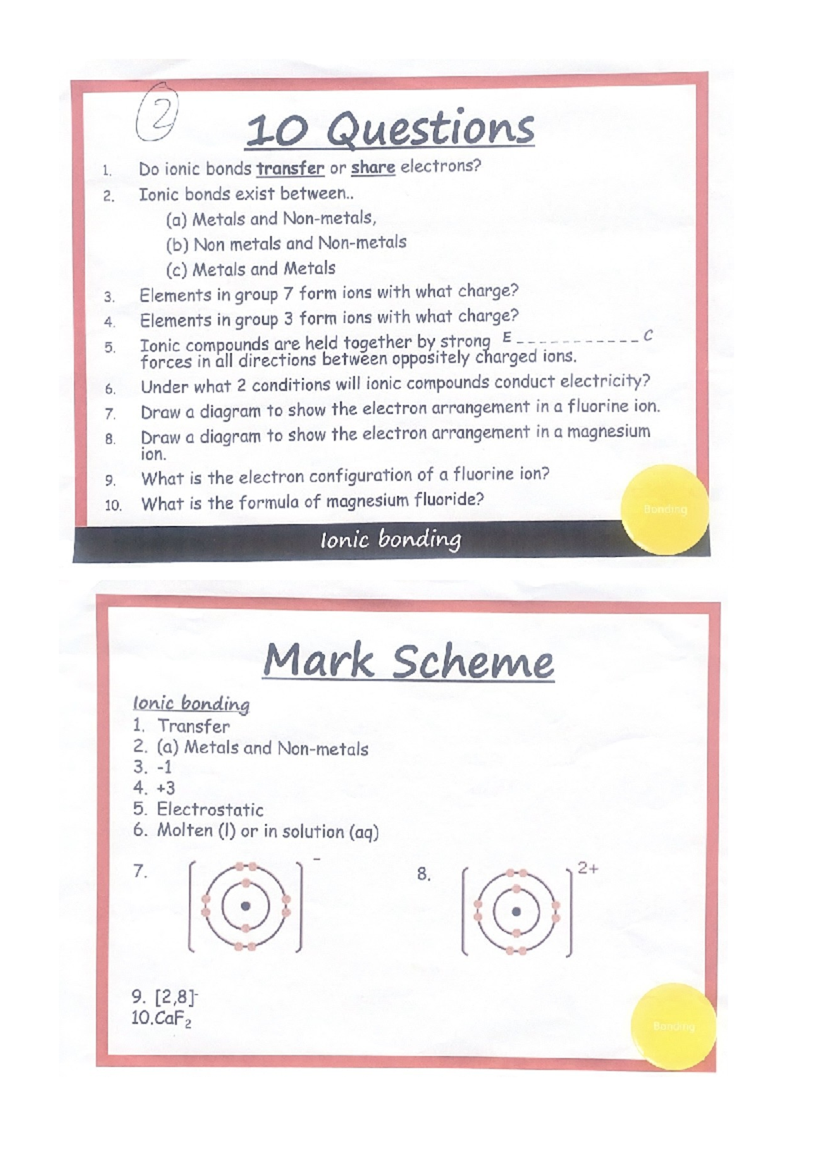 GCSE Chemistry Ionic Bonding Revision Q&A with Mark Scheme - Studocu