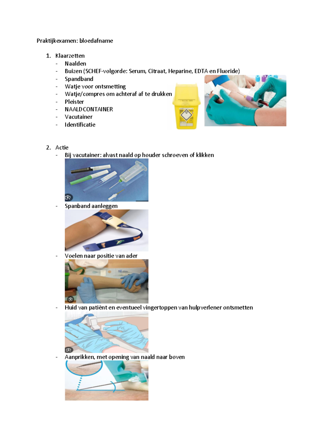 Praktijkexamen: Bloedafname Volgorde en Tubes (Serum, Citraat, Heparine ...