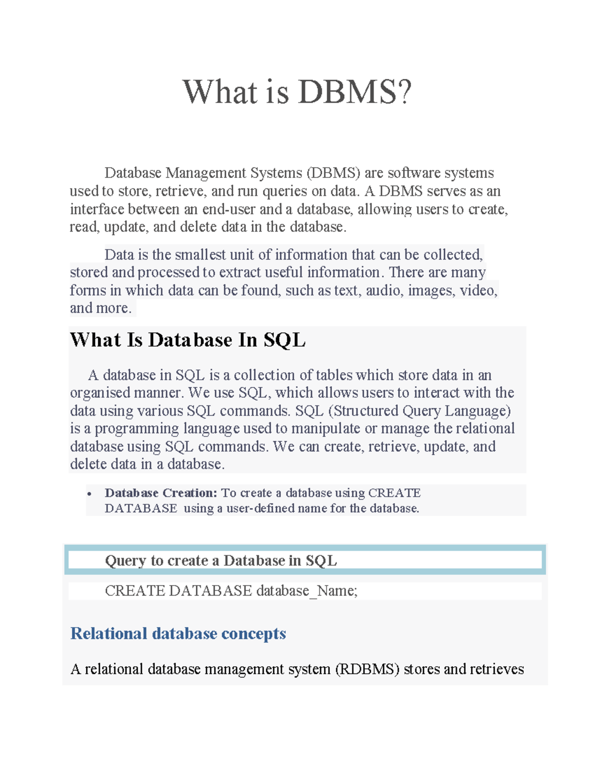 Database Theory: Core Concepts and SQL Commands Explained - Studocu