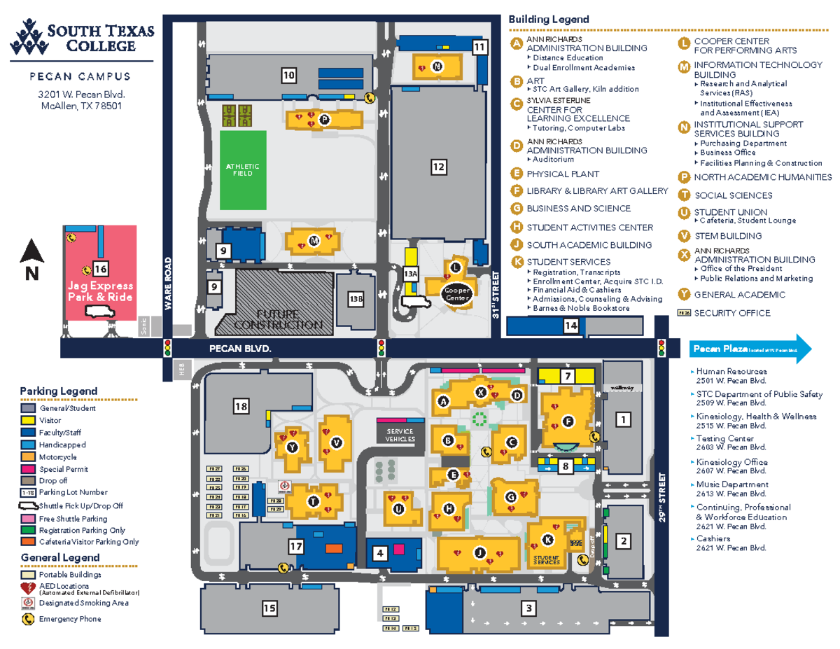 Pecan Campus Map Overview for Students and Visitors - Pecan Campus ...