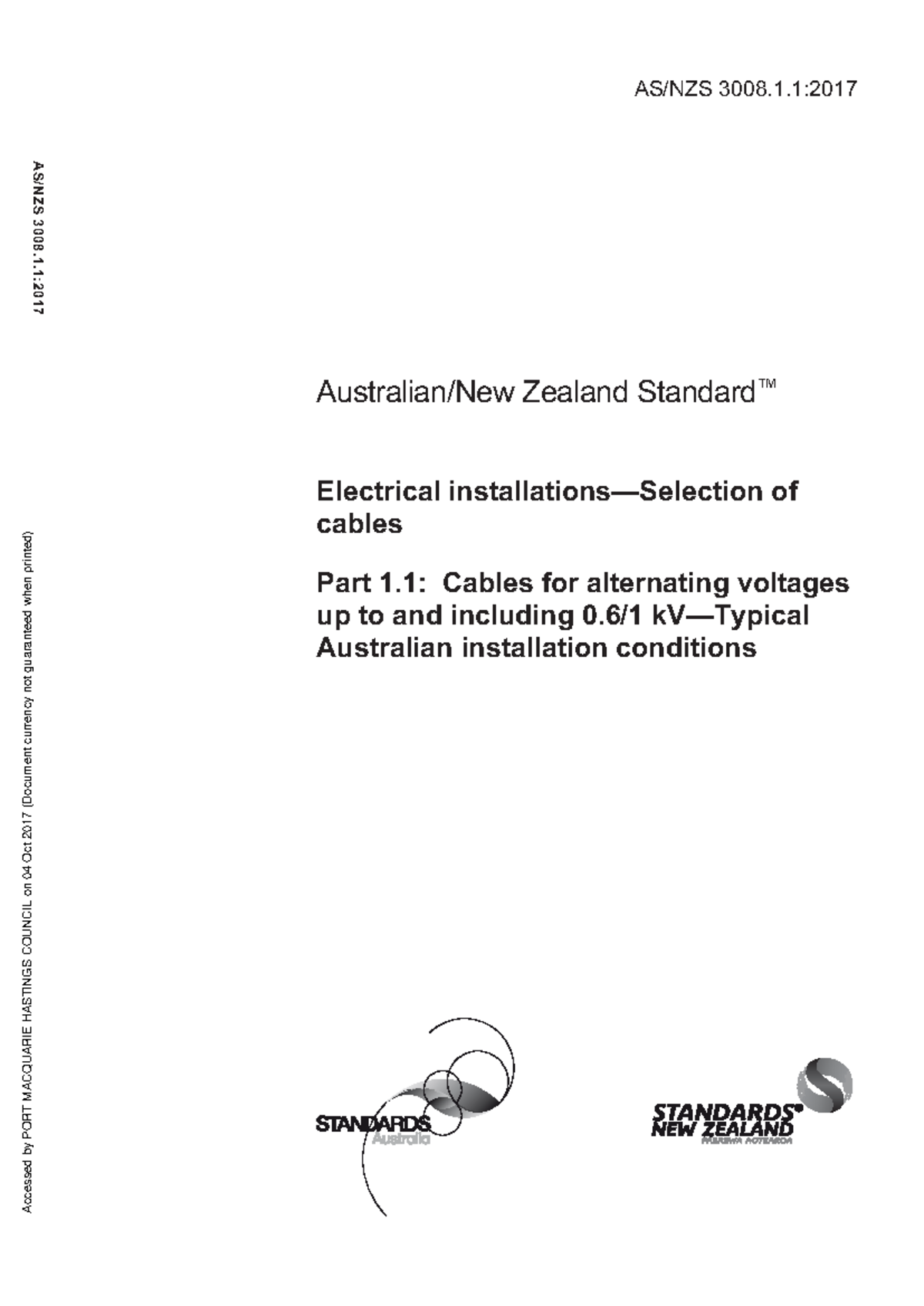 **AS3008 1 1 2017 Standards Draft: Electrical Installations Overview ...