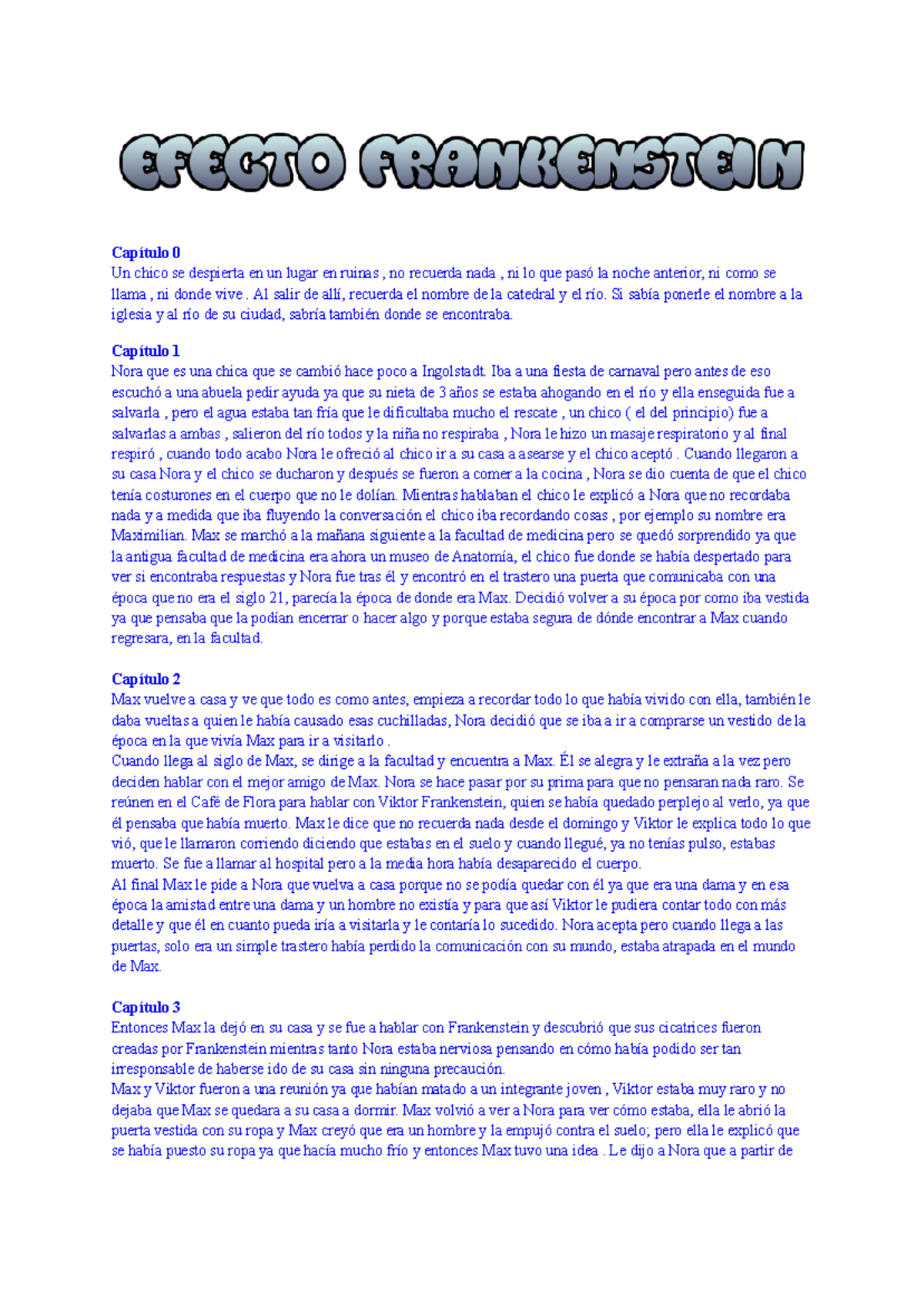 Resumen por Capítulos de "Frankenstein" - Curso Código: LIT101 - Studocu