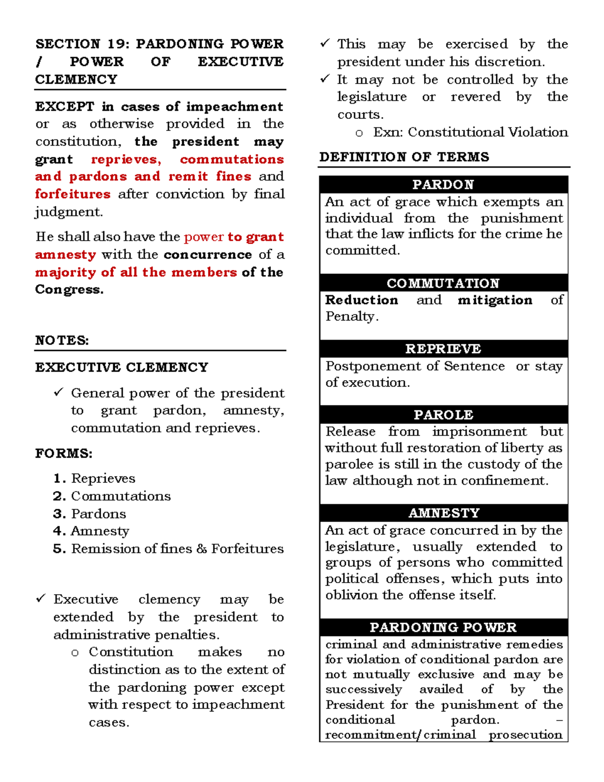 Article VII Section 19-23 - SECTION 19: PARDONING POWER / POWER OF ...