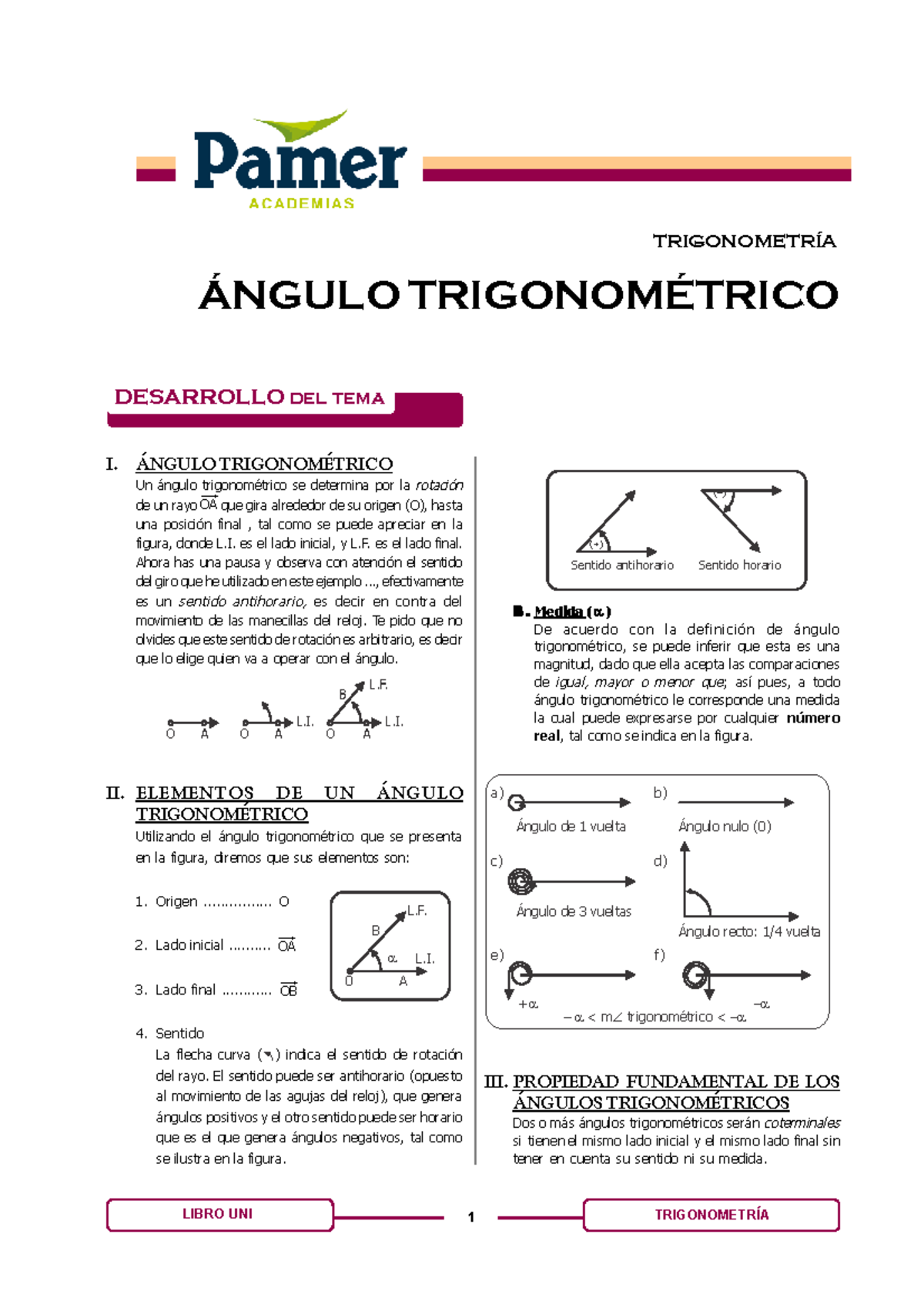 **Título Nuevo:** Notas de Trigonometría UNI - Ángulo Trigonométrico y ...