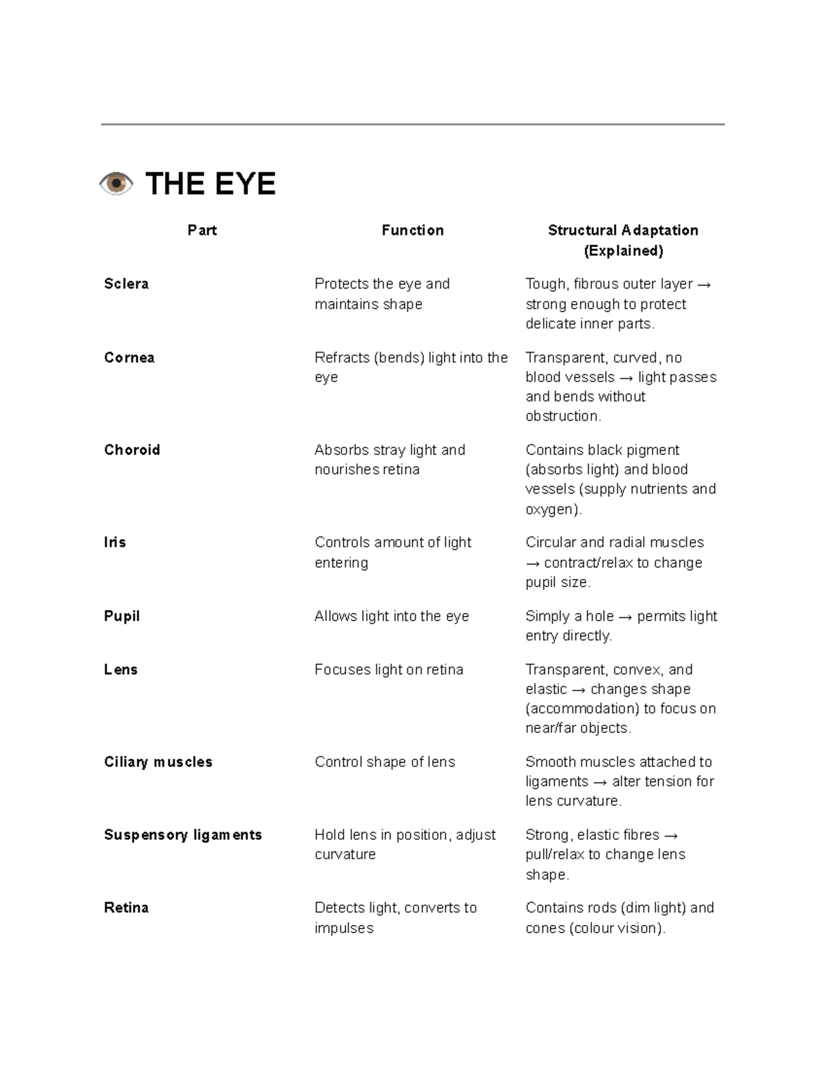 BIO101: The Eye & The Ear - Functions and Memorization Tips - Studocu