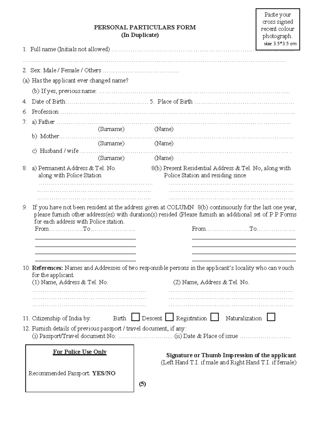 Personal Particular Form for Passport Application (PPF-2023) - Studocu