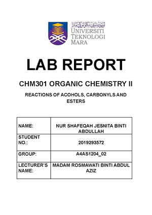 Tutorial Chapter 3 organic chemistry CHM301. Carboxylic Acids - Organic Chemistry 1 - Studocu