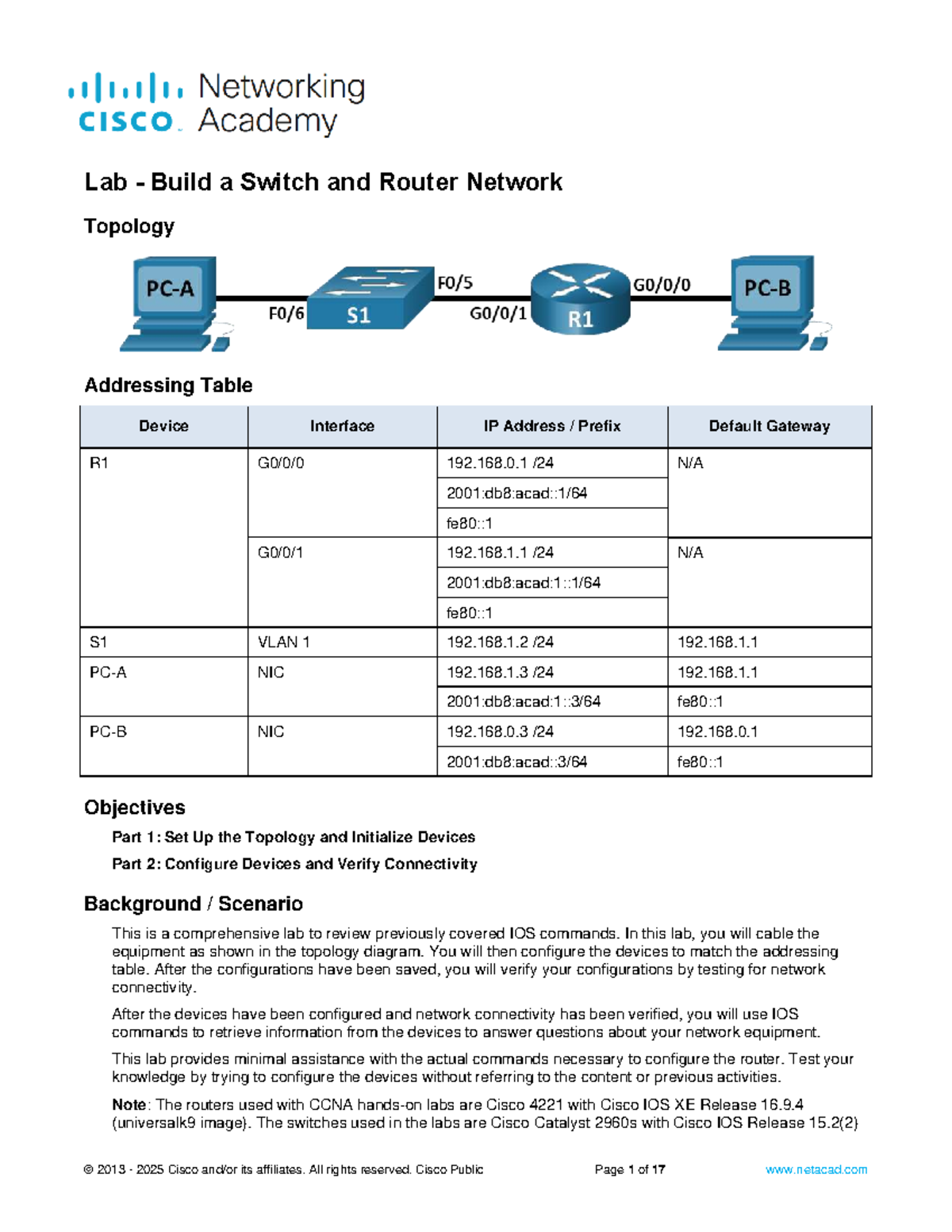 10.4.4 Lab - Configure Switch and Router Network Topology - Studocu