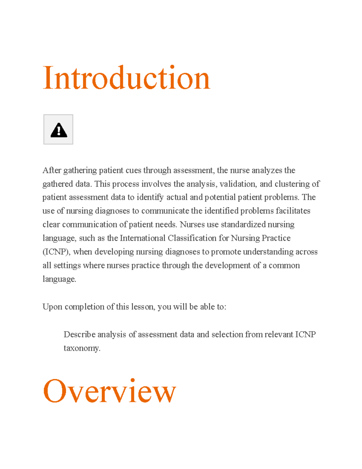 ICNP-1: A Comprehensive Overview of Nursing Diagnosis Standards - Studocu