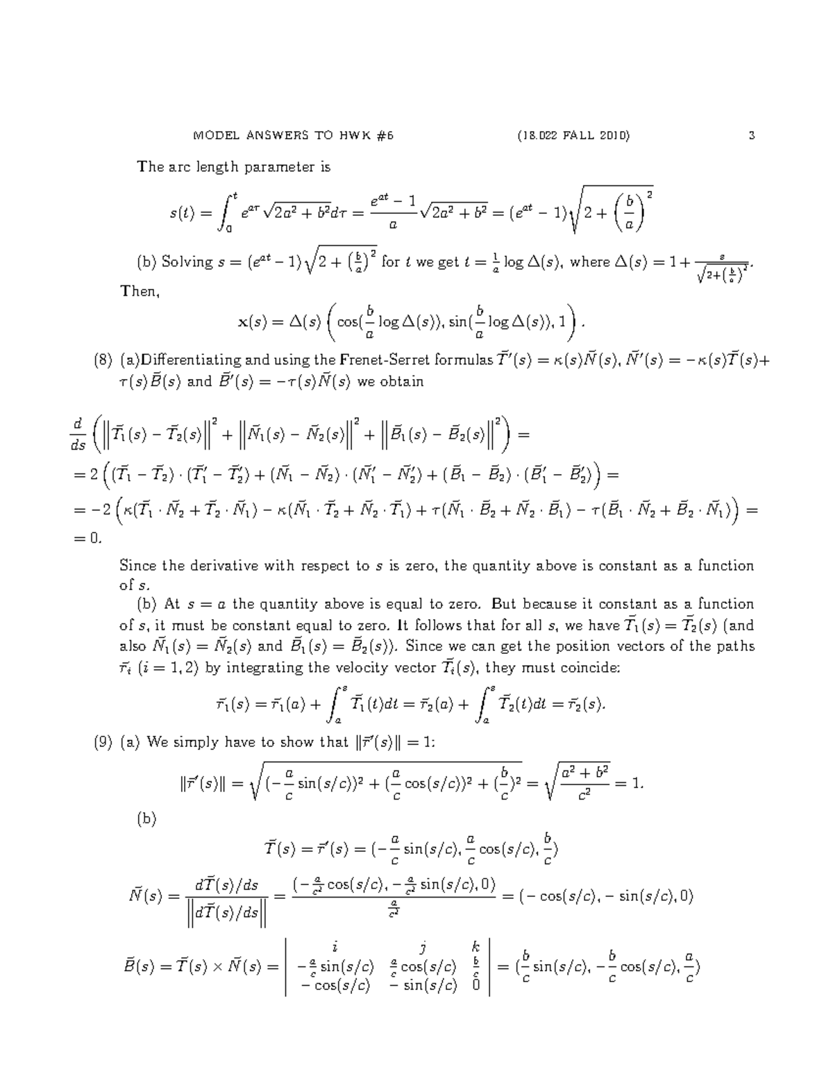 MIT 18.022 Fall 2010 Model Answers to Homework 6 - Part 2 - Studocu