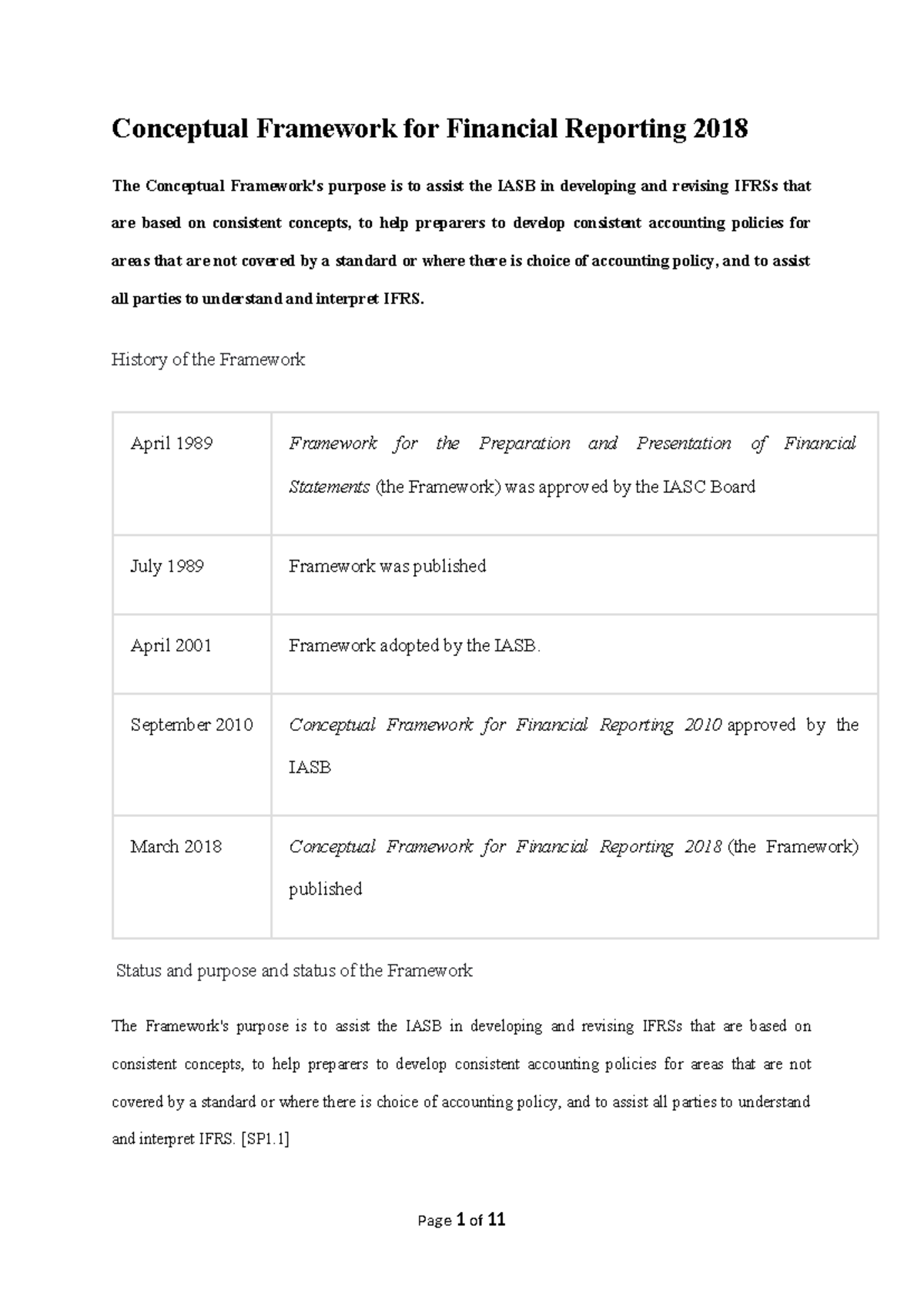 Conceptual Framework for Financial Reporting (IFRS) - 2018 Edition ...