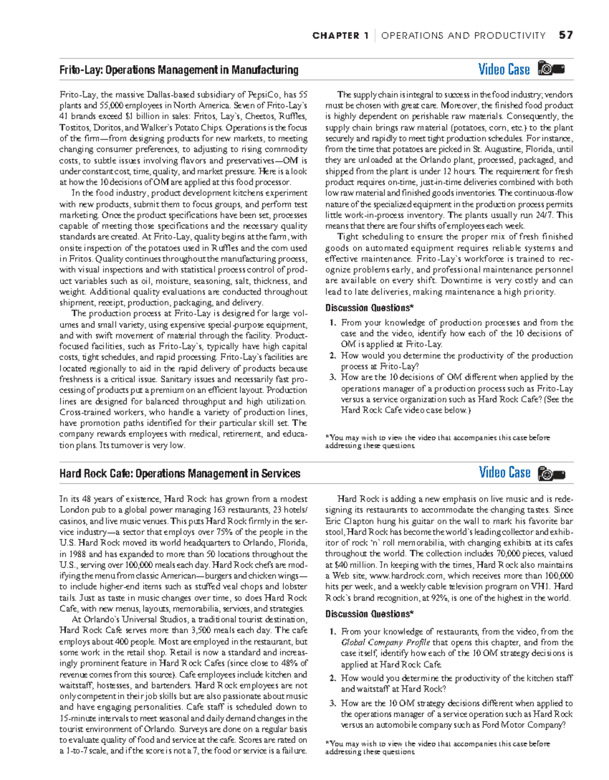 CHP1: Operations Management in Frito-LAY - OPM537 Video Case Study - Studocu
