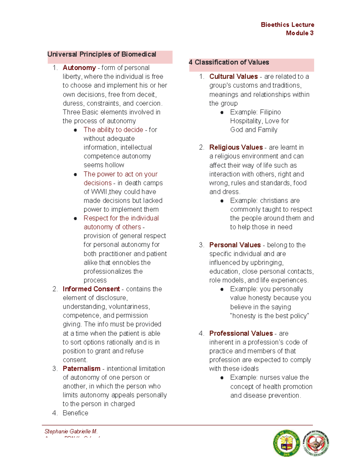 Module 3 - Lecture on Universal Principles of Biomedical Ethics - Studocu